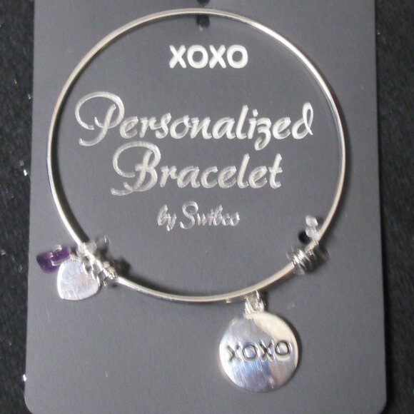 Swibco | Jewelry | Xoxo Wire Charm Bracelet With Amethyst Stone | Poshmark